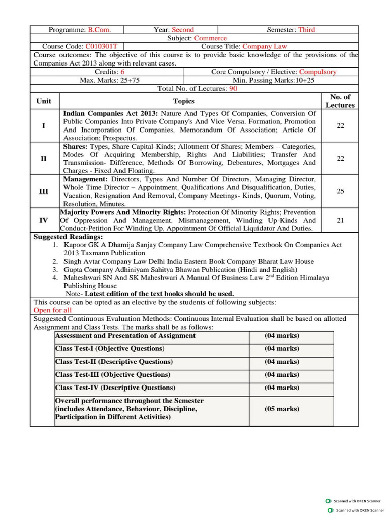 Third Semester Syllabus | PDF