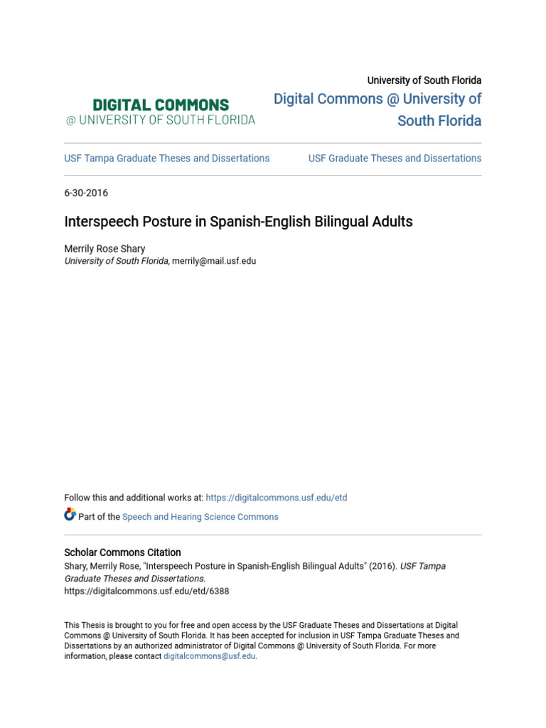 Interspeech Posture in Spanish-English Bilingual Adults | PDF ...