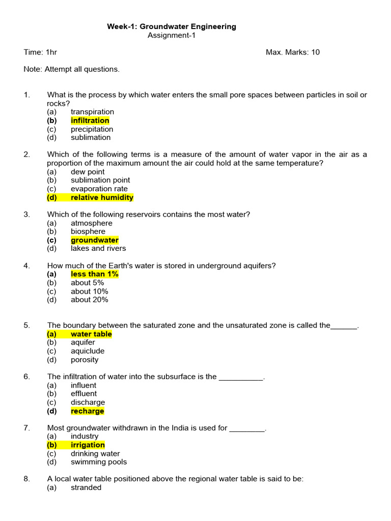 Groundwater Engineering All Week Assignment | PDF | Aquifer | Groundwater