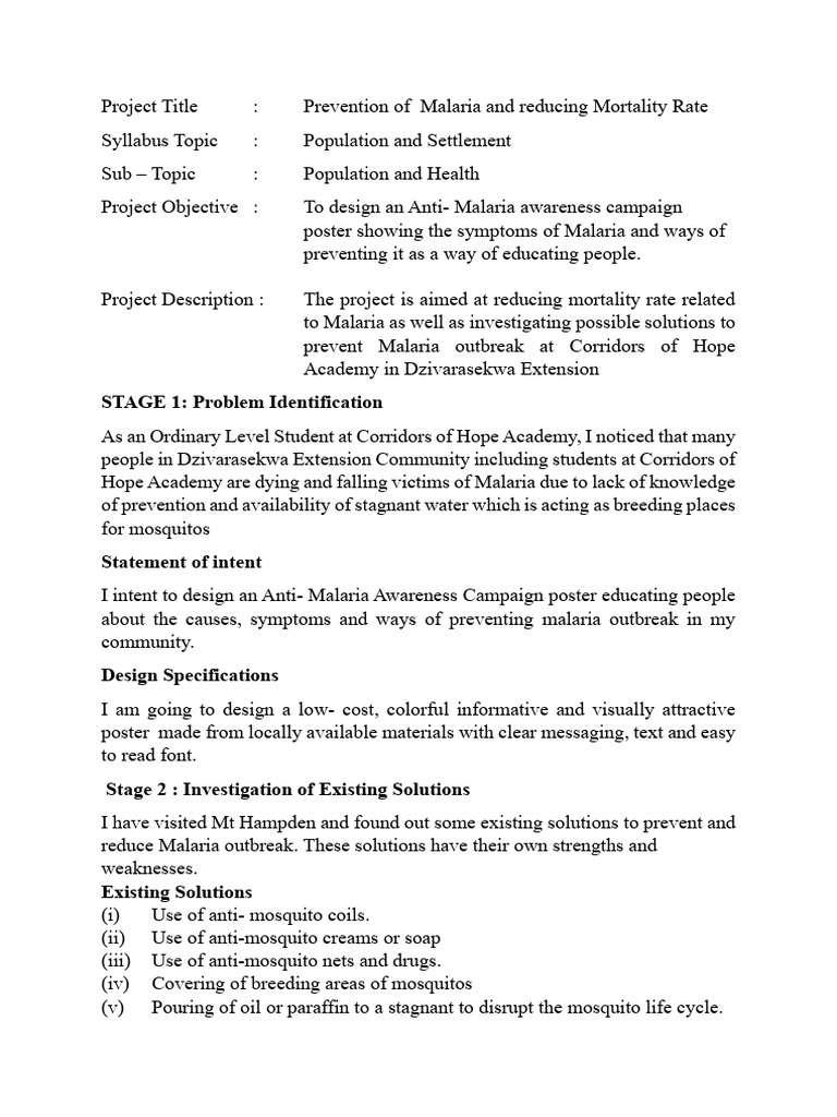 Anti- Malaria Project | PDF | Malaria | Mosquito