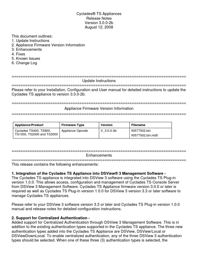 Cyclades TS v3.0.0-2b Release Notes | PDF | File Transfer Protocol ...