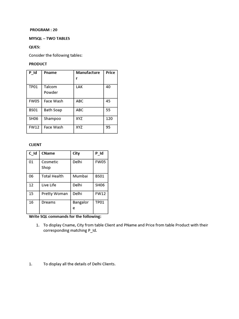 Xii Cs Practical PRG 20 To 24 | PDF | Data Management | Sql