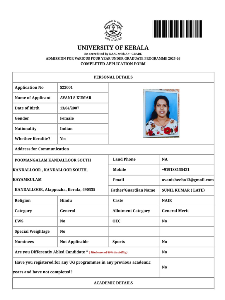 Kerala University Admissions | PDF | Educational Stages
