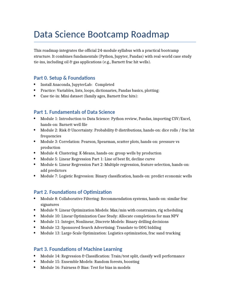 Data Science Bootcamp Roadmap Guide | PDF | Regression Analysis ...