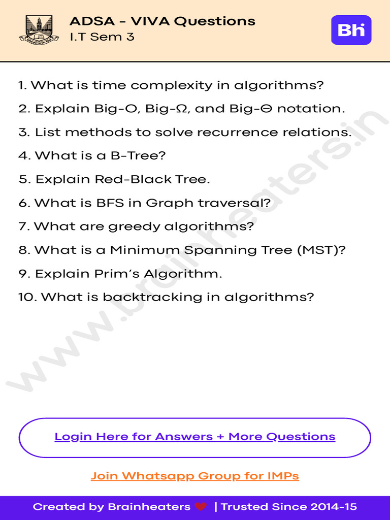 BH VIVA Questions IT Sem3 | PDF