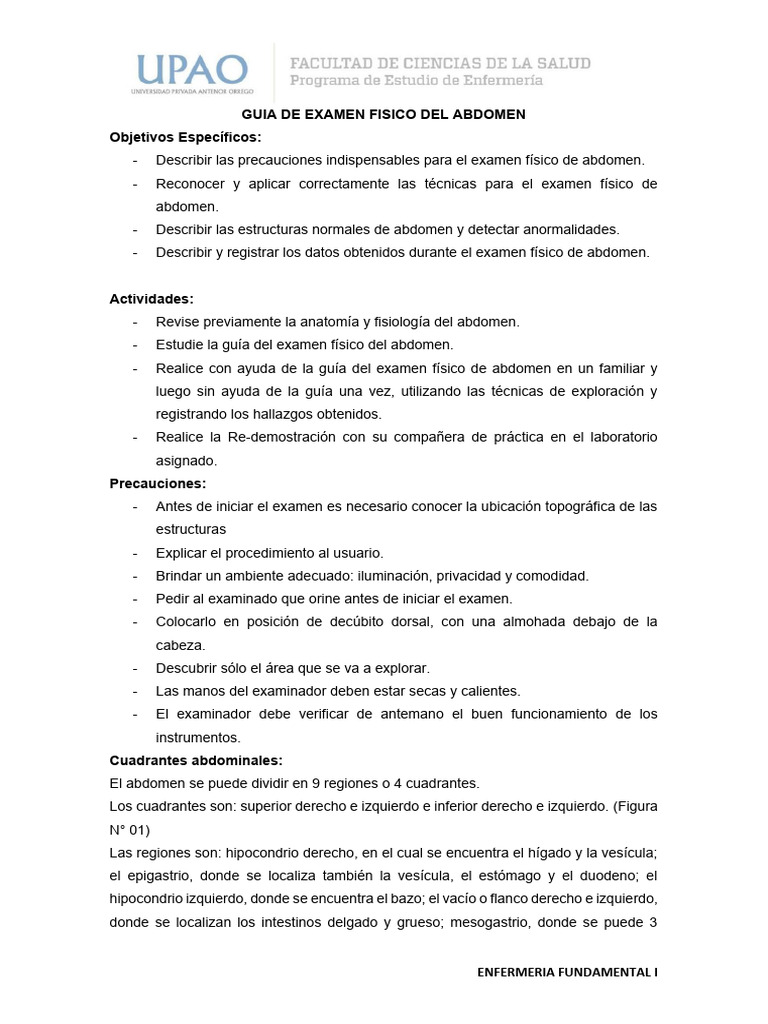 Guia de Examen Fisicode Abdomen y Sistema Musculoesqueletico | PDF | Abdomen | Examen físico