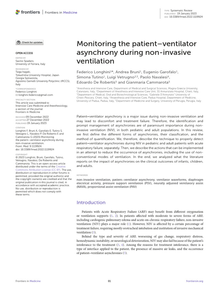 Patient-Ventilator Asynchrony in NIV | PDF | Clinical Medicine | Medicine