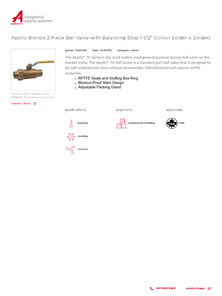 Apollo Bronze 2 Piece Ball Valve With Balancing Stop 112 Union Solder X ...