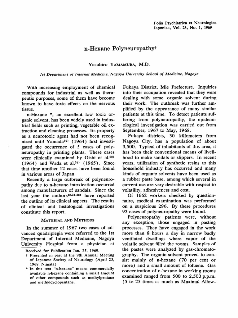 n-Hexane-Induced Polyneuropathy Study | PDF | Peripheral Neuropathy | Axon