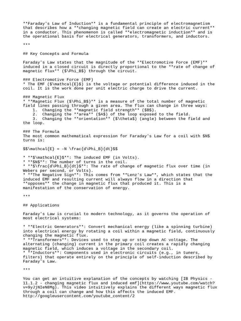 Faradays Law of Induction Is A Fun | PDF | Electromagnetic Induction ...