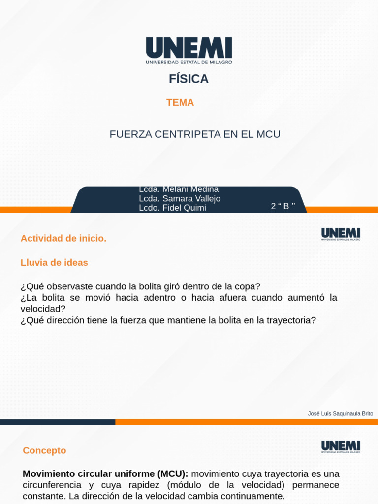 Fuerza Centripeta en Movimiento Circular | PDF
