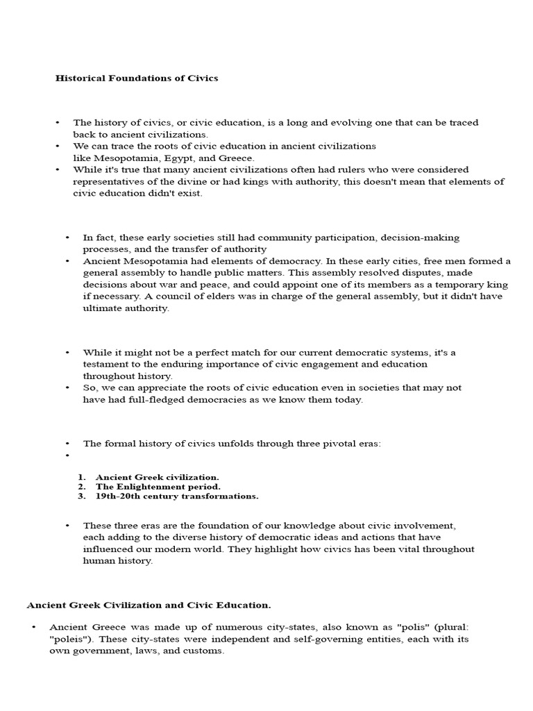 Historical Foundations of Civics | PDF | Ancient Greece | Citizenship