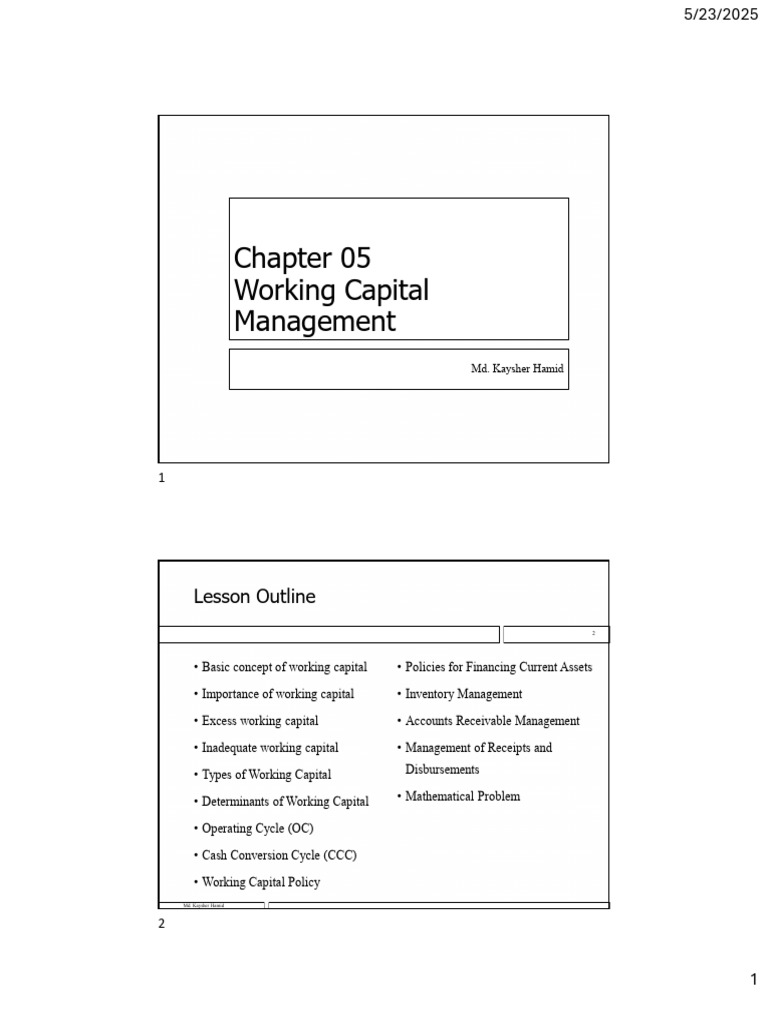 Chapter 05 Working Capital Management | PDF | Working Capital | Payments