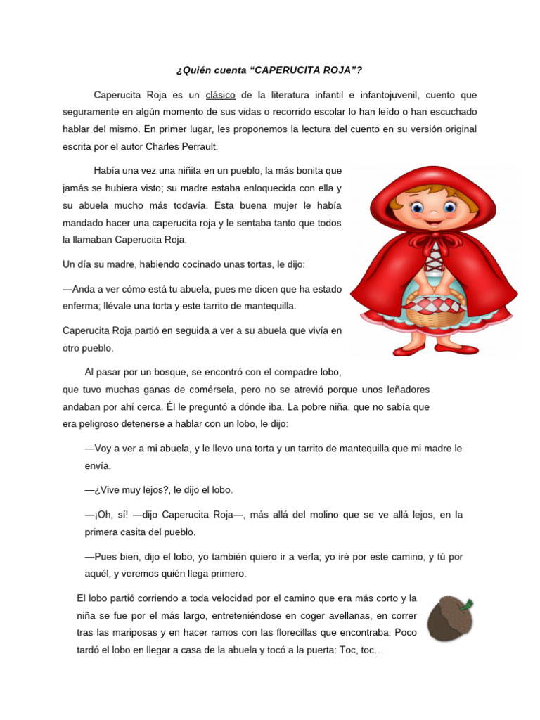 Actividad Caperucita Roja-Cuadernillo | PDF | Caperucita Roja | Cuentos ...