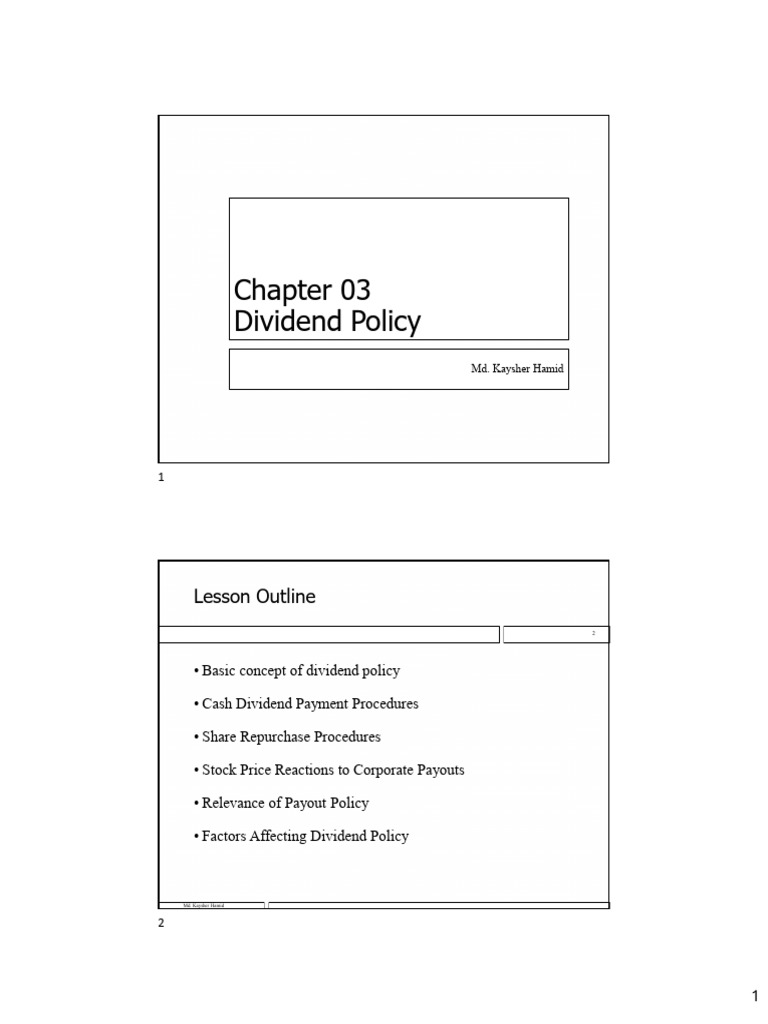 Chapter 03 Dividend Policy Pdf Share Repurchase Dividend