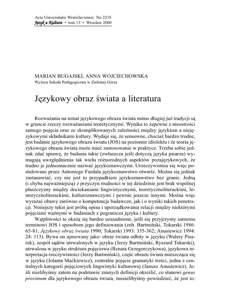 12 - Marian Bugajski, Anna Wojciechowska, Językowy Obraz Świata A ...