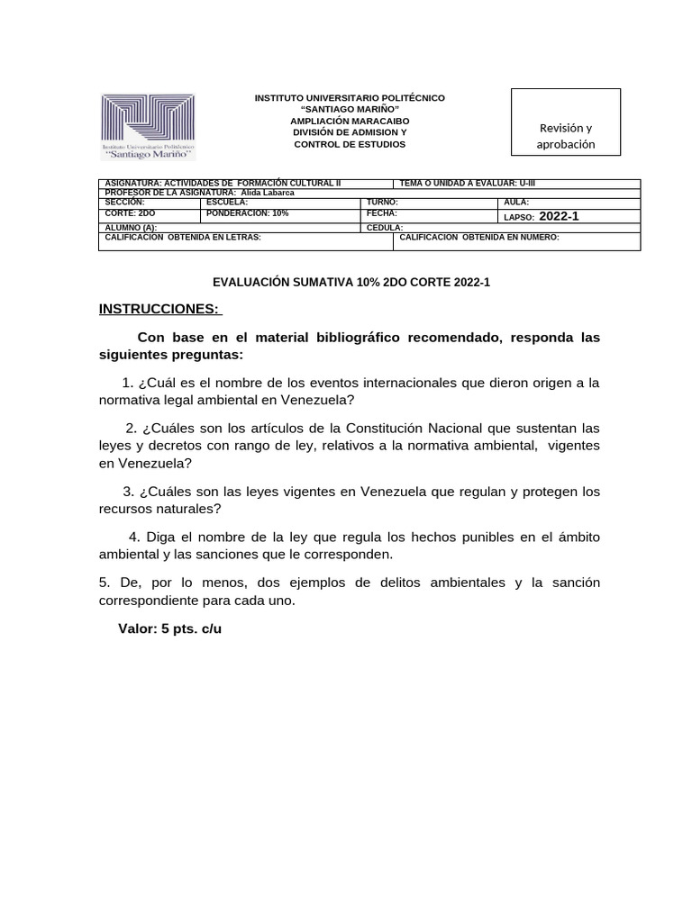 Instrumento de Evaluaciòn Afc- II 10% 2do Corte 2022-1 (1) | PDF