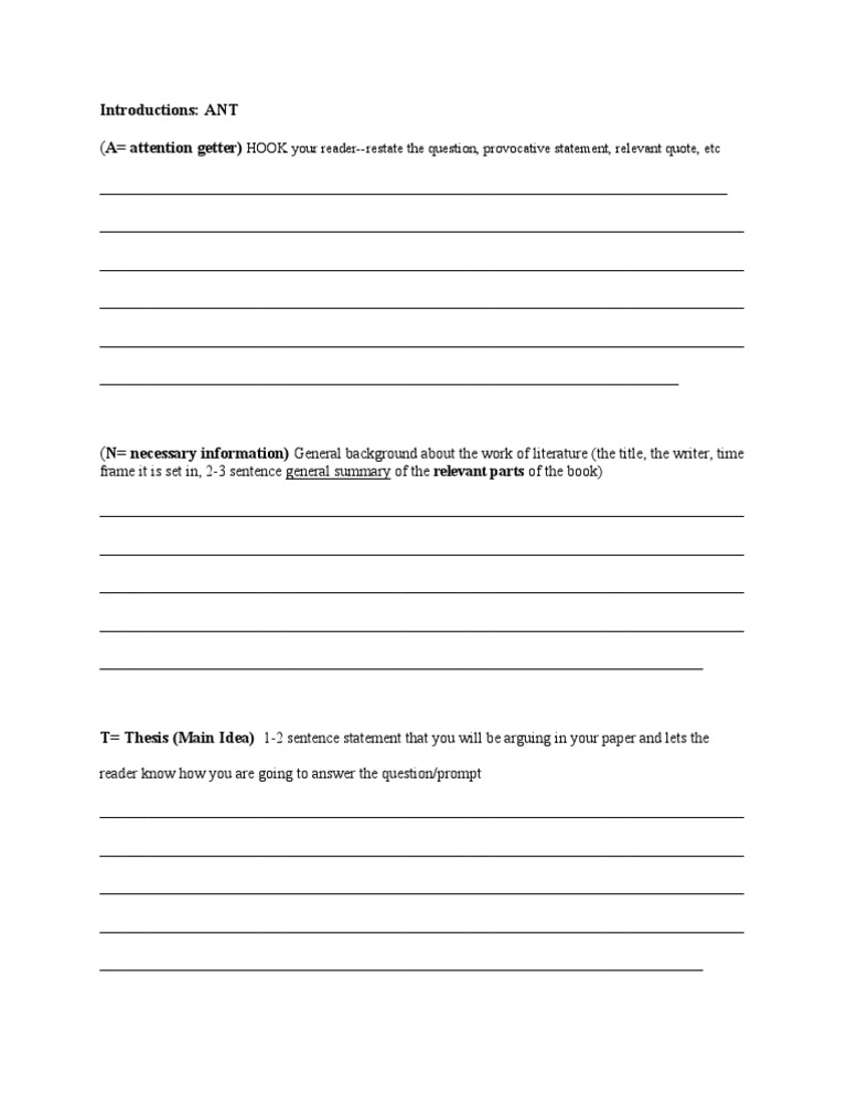 Introduction Graphic Organizer | PDF