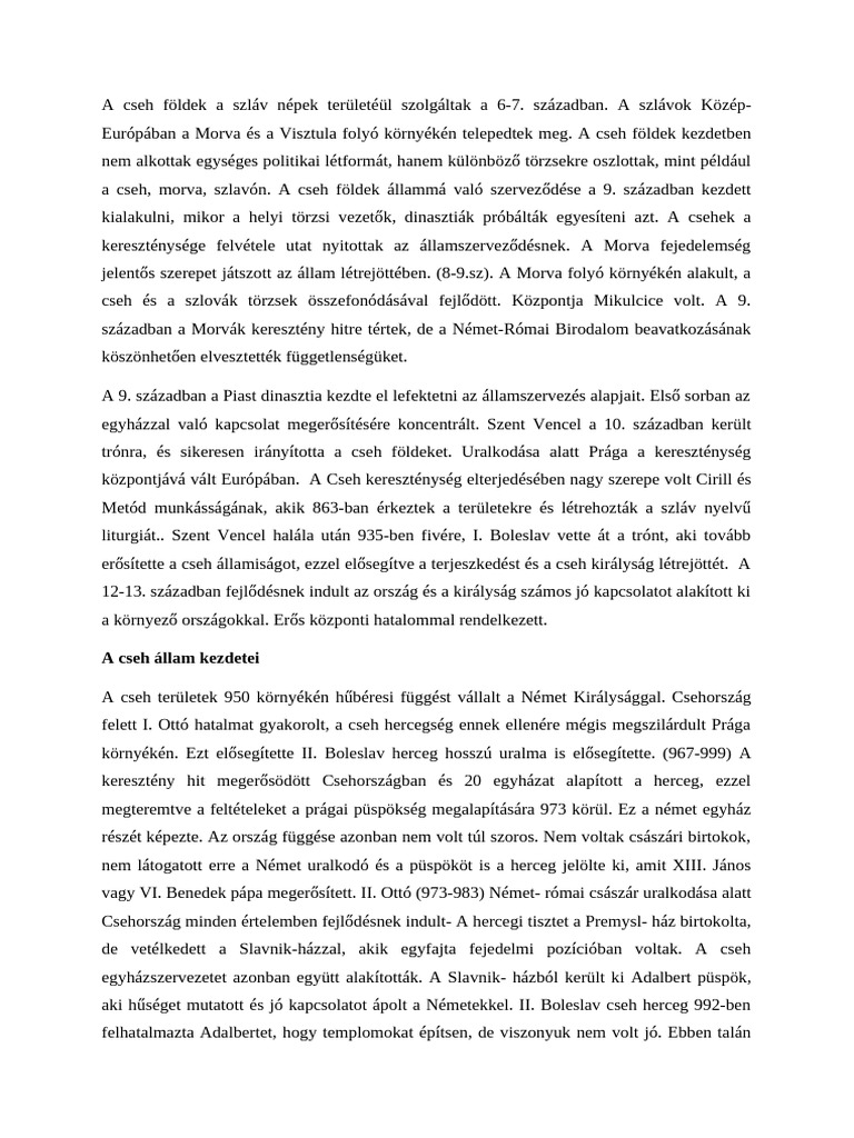 A Cseh Állam Kezdetei Csehország | PDF
