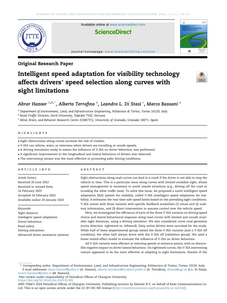V-ISA: Enhancing Driver Safety on Curves | PDF | Traffic Collision ...