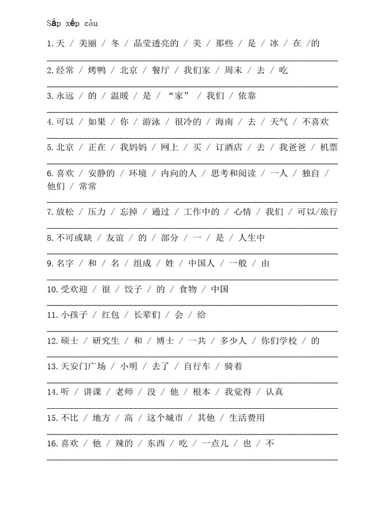 1. Sắp xếp câu (50 câu) 14-03-25 | PDF