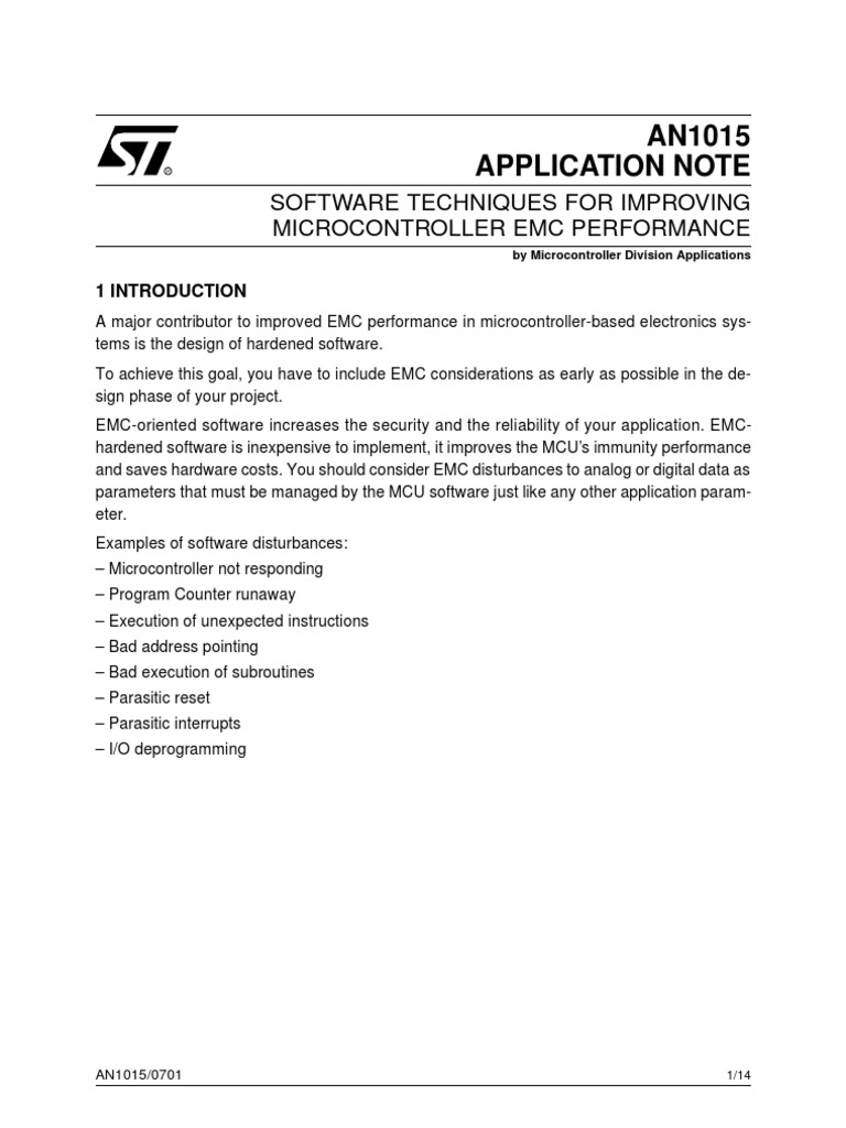 AN1015 Software Techniques For Improving Micro Controller EMC Performance | PDF ...