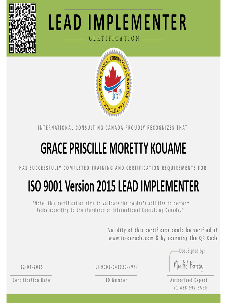 Certificat ISO 9001 | PDF