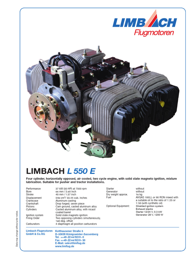 Limbach L 550 E Engine Specifications | PDF | Mechanical Engineering ...