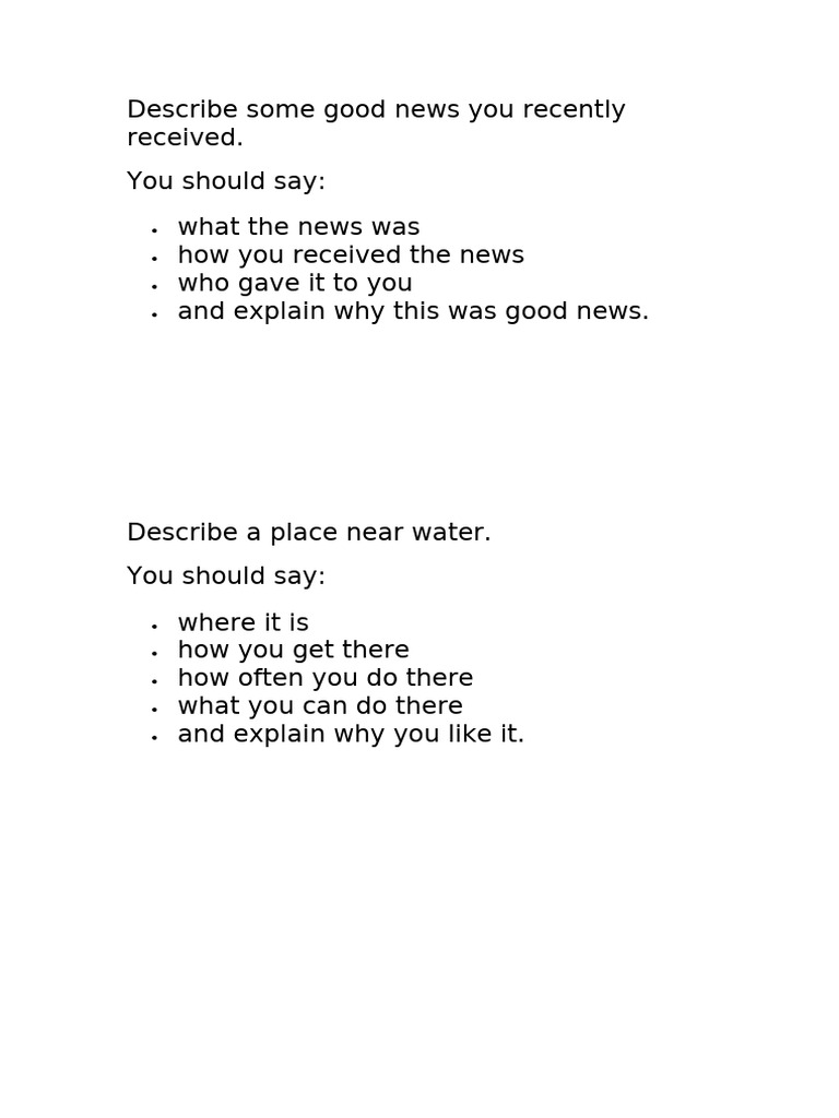 Describe Some Good News You Recently Received | PDF