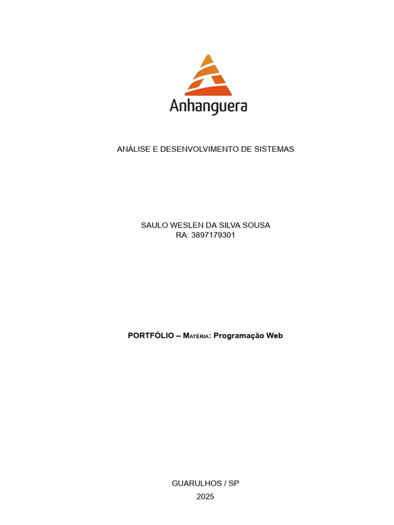 PORTFÓLIO – MATÉRIA_ Programação Web | PDF | Rede mundial de ...
