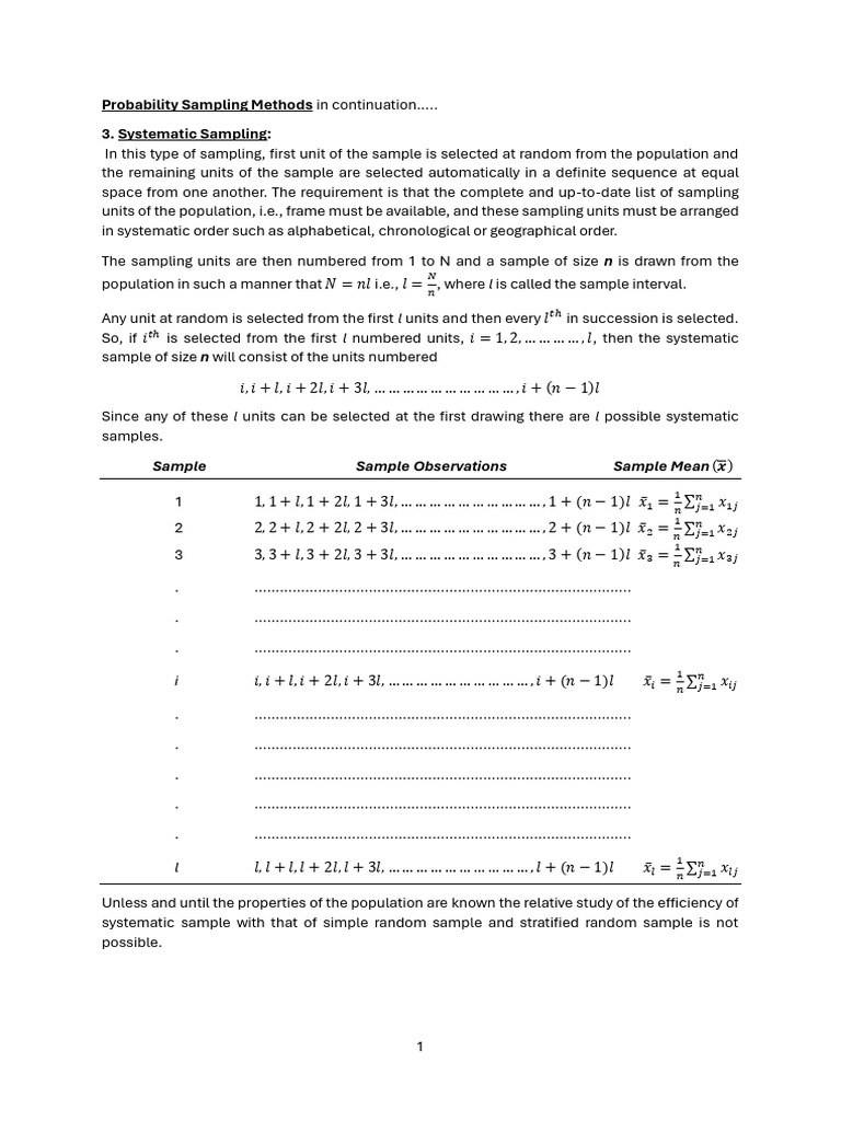 Systematic and Cluster Sampling Methods | PDF | Sampling (Statistics ...