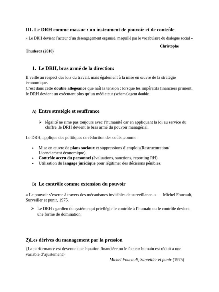 Le DRH : entre pouvoir et souffrance | PDF | Gestion des ressources ...
