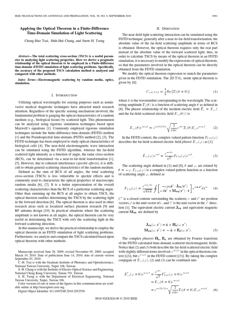 Applying The Optical Theorem in A Finite-Difference Time-Domain ...
