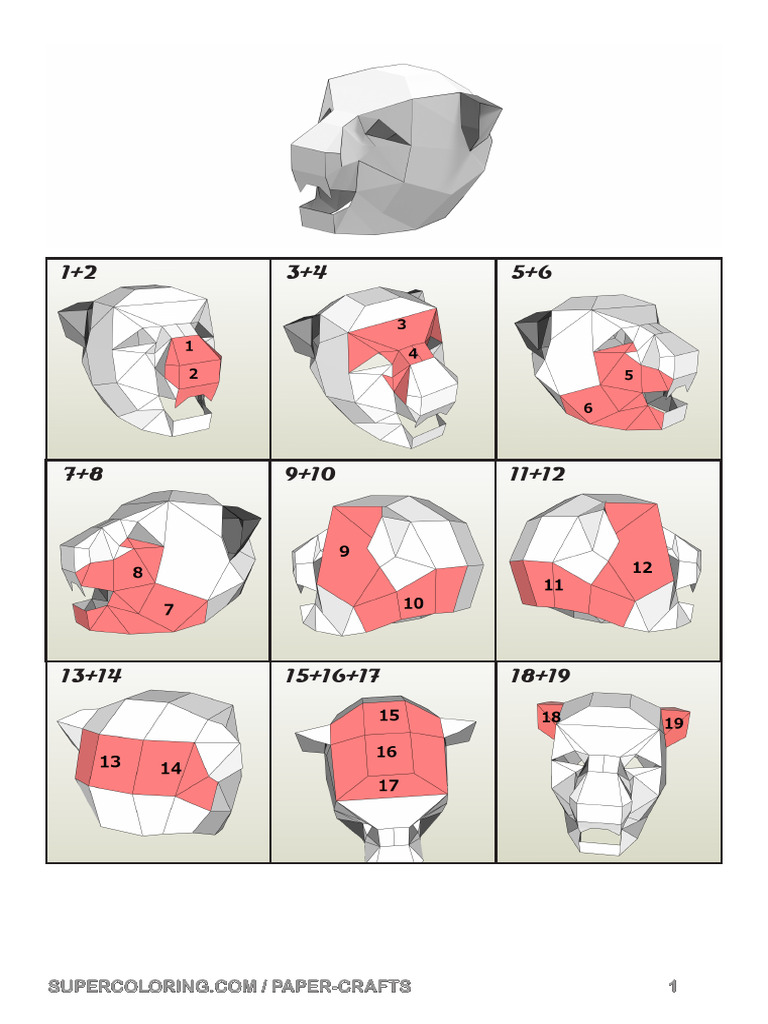 Puma Head Paper Crafts Kareen | PDF