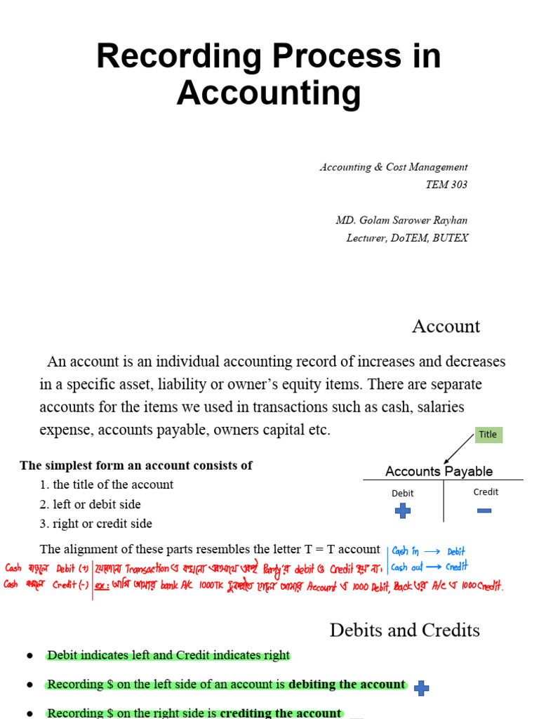 Recording Process in Accounting | PDF | Debits And Credits | Corporations