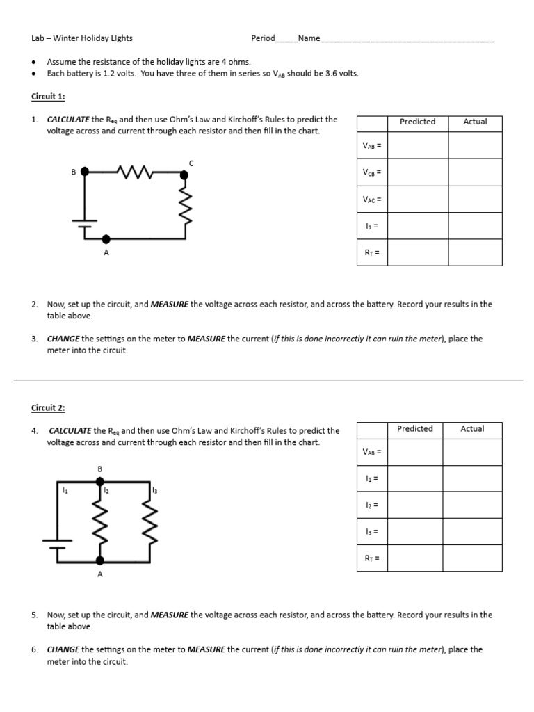 Holiday Lights Circuit Experiment Guide | PDF | Resistor | Voltage