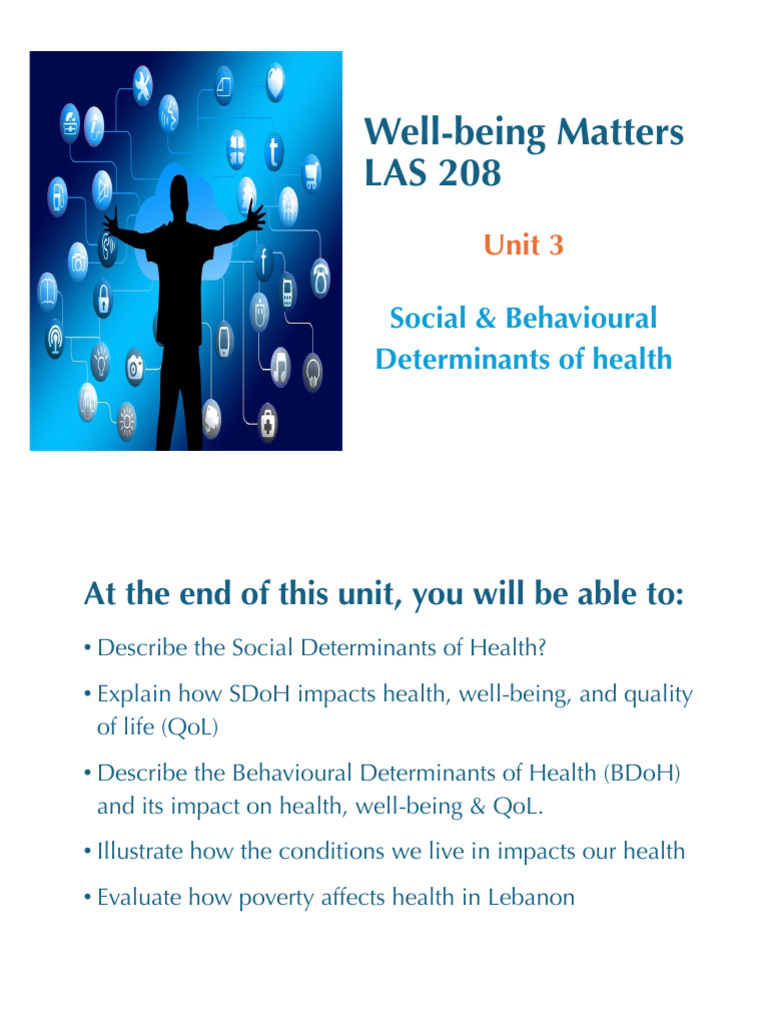 Unit 3 - Social & Behavioural Determinants of Health - LAS 208 - LAU - Fall 2025 | PDF | Well ...