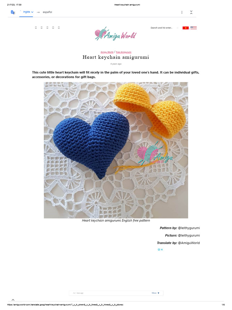 Patrón Amigurumi: Llaverito Corazón | PDF | Amigurumi | Tejer