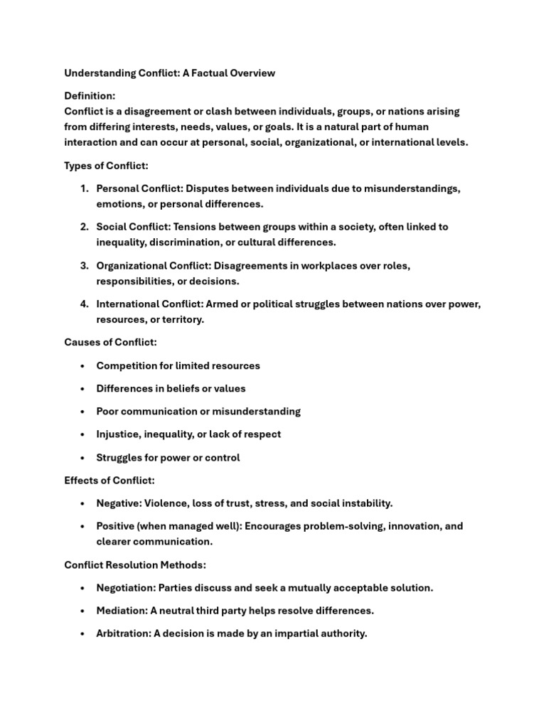Overview of Conflict Types and Resolution | PDF