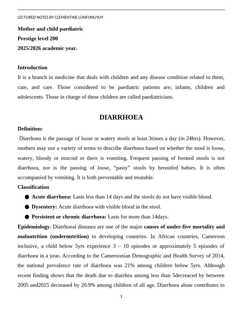 Pediatric Diarrhea: Causes and Management | PDF | Diarrhea | Immunology