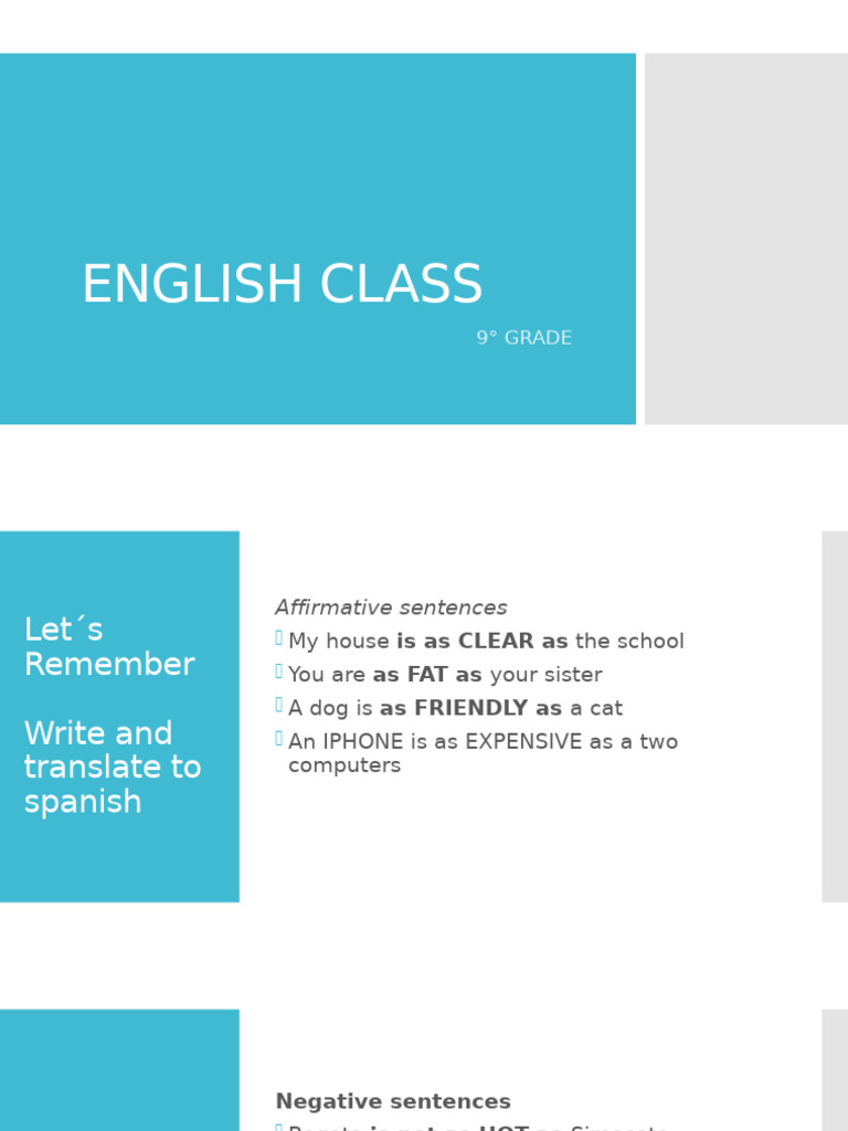 9th Grade English: Sentence Comparisons | PDF