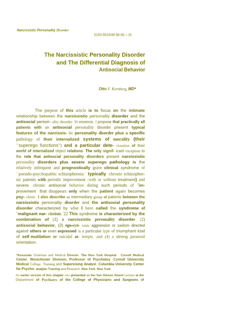 Narcissistic vs. Antisocial Disorders | PDF | Personality Disorder ...