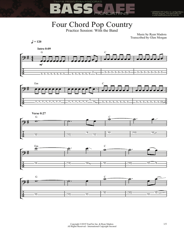 Four Chord Pop Country Practice Session - With The Band | PDF