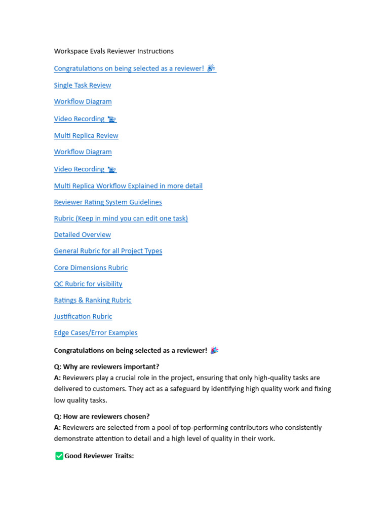 Workspace Evals Reviewer Instructions Review | PDF