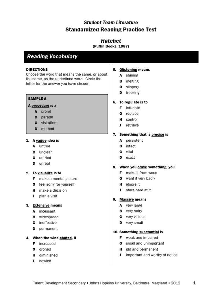 Hatchet SRPT Student Version | PDF