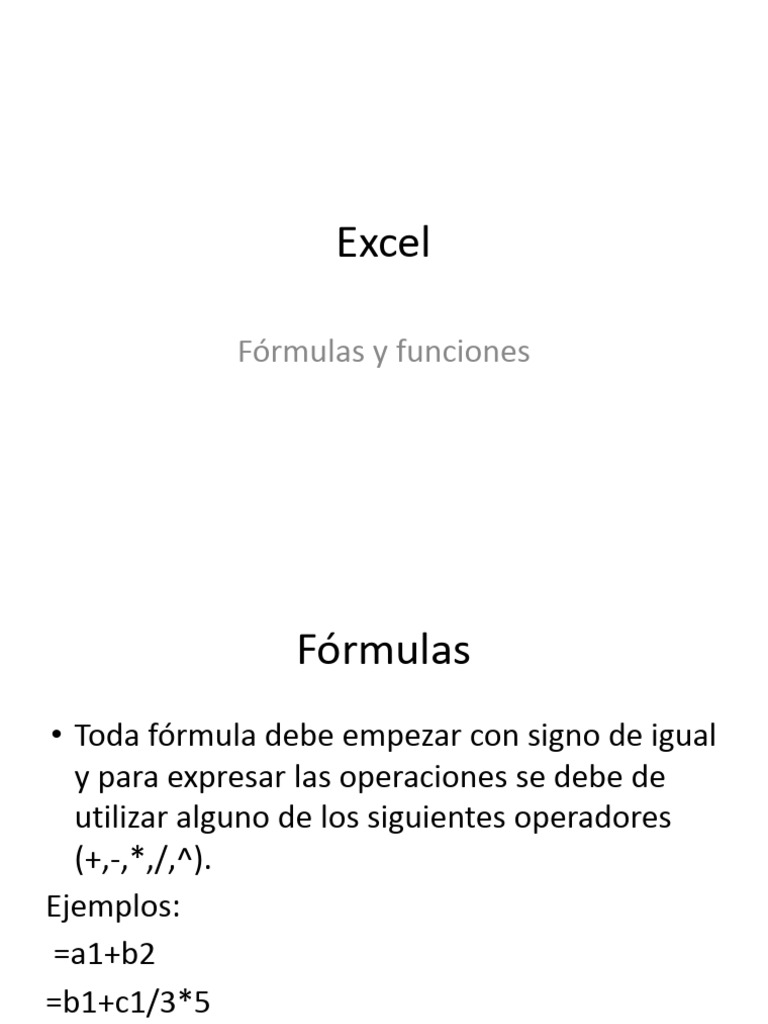 Fórmulas y funciones en Excel | PDF | Multiplicación | Matemáticas