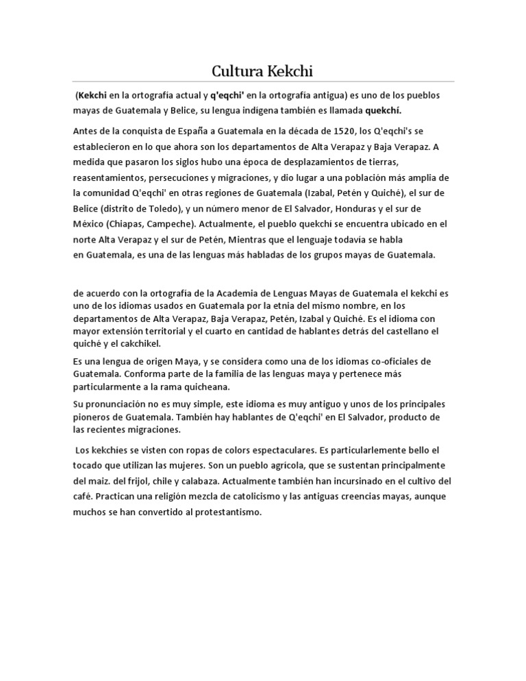 Cultura Kekchi | PDF