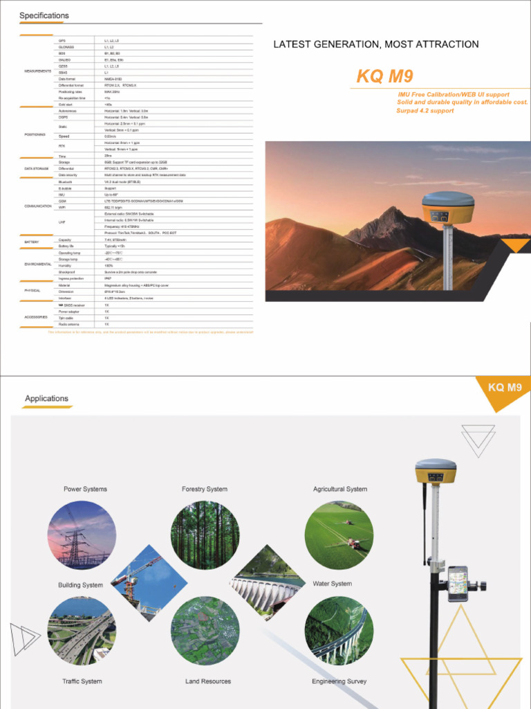Gnss m9 KQ Geo Gnss Imu RTK | PDF
