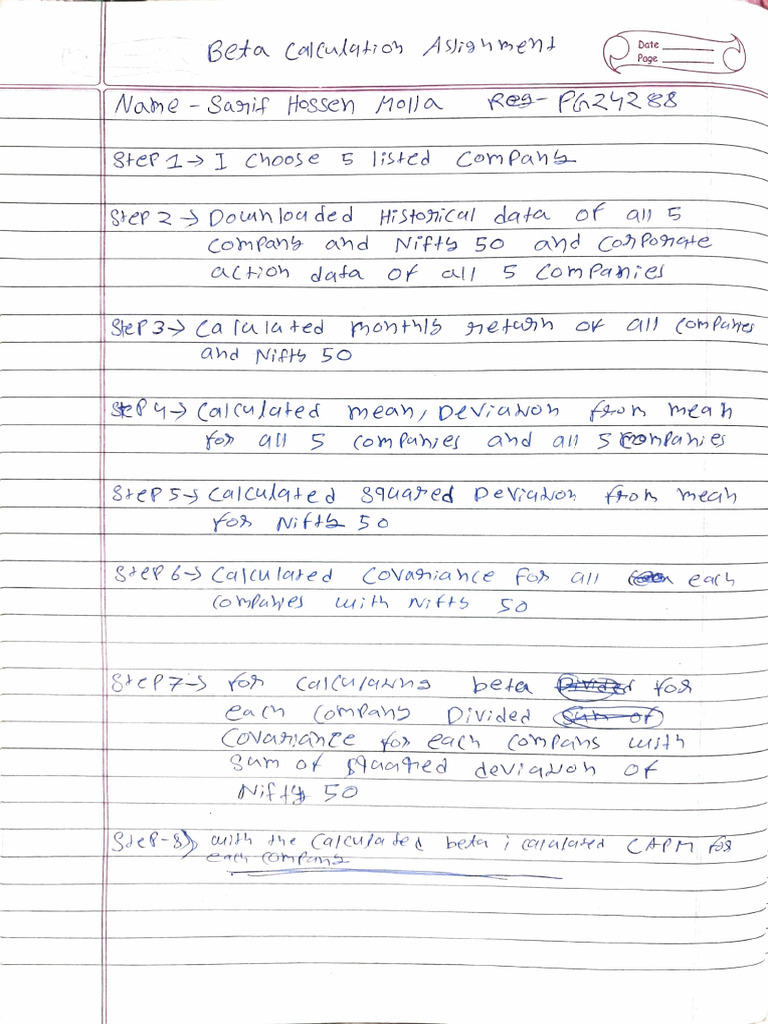 Capm and Beta Calculation Steps | PDF