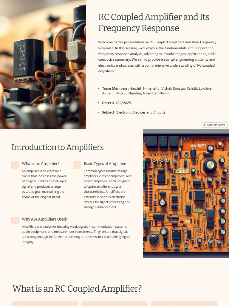 RC Coupled Amplifiers Overview | PDF | Amplifier | Capacitor